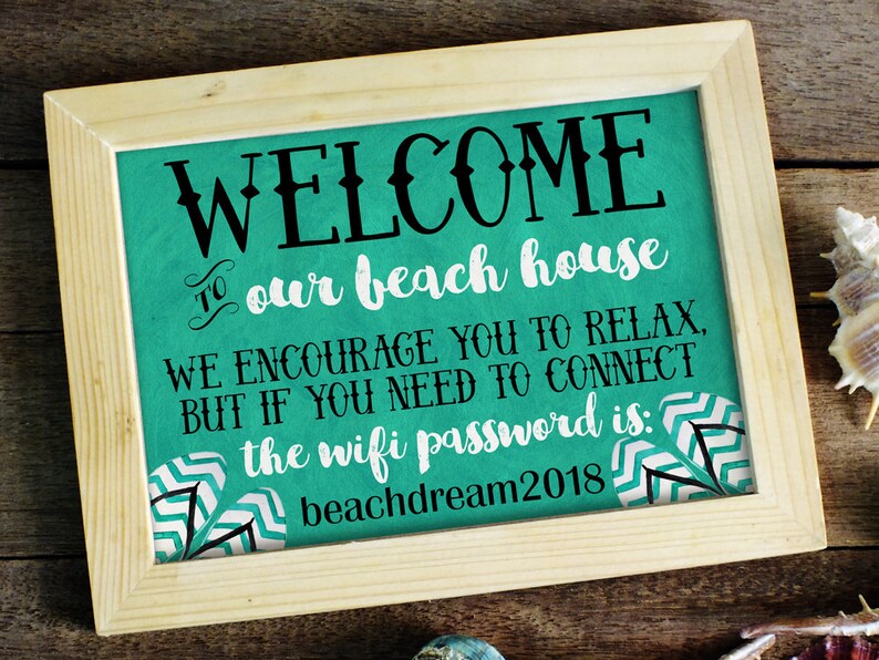 Wifi Password Printable Beach House Sign Welcome to Our - Etsy