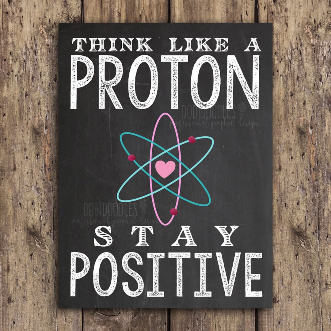 Think Like a Proton, Stay Positive, Science Poster, Science Classroom ...