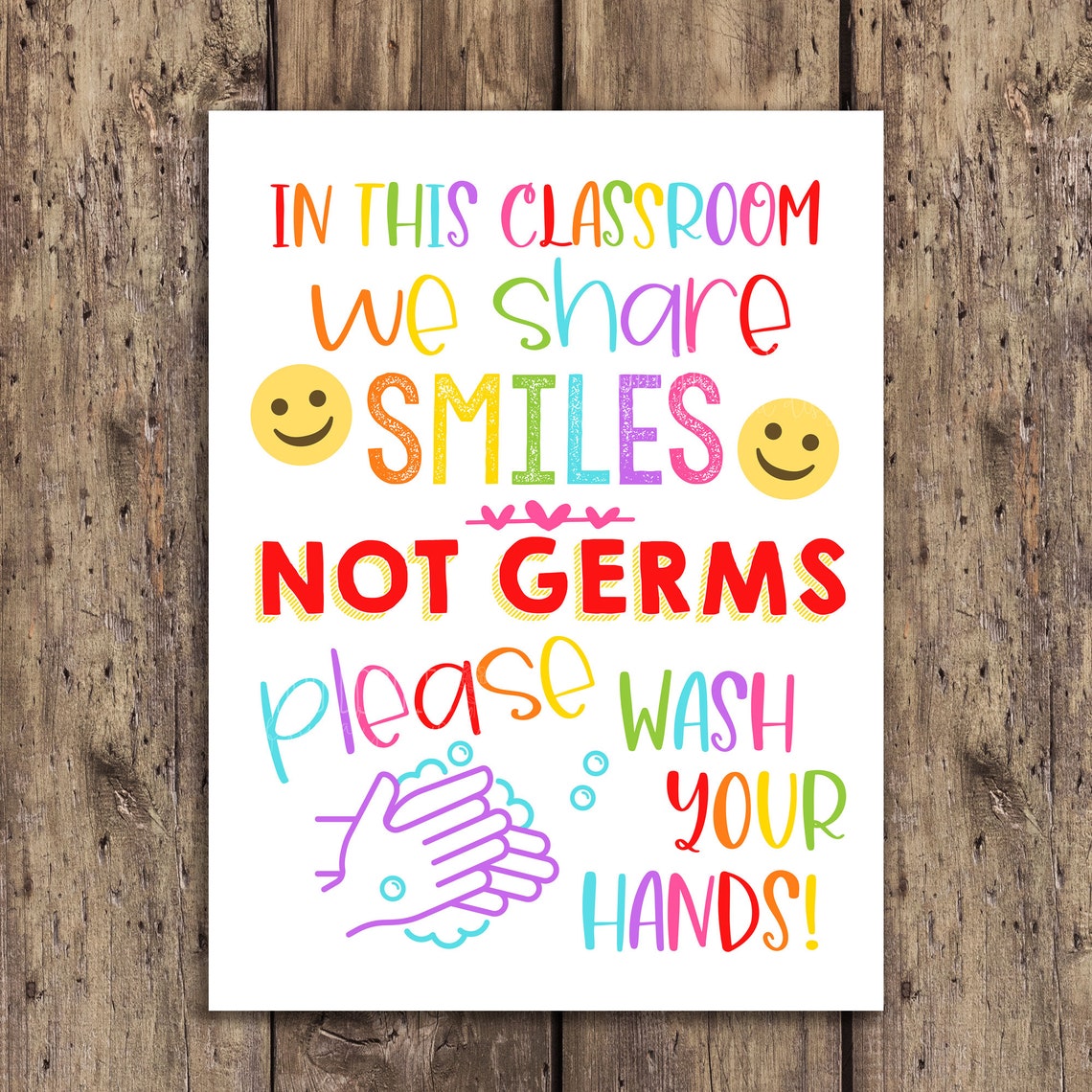 In This Classroom Poster Instant Download We Share Smiles | Etsy