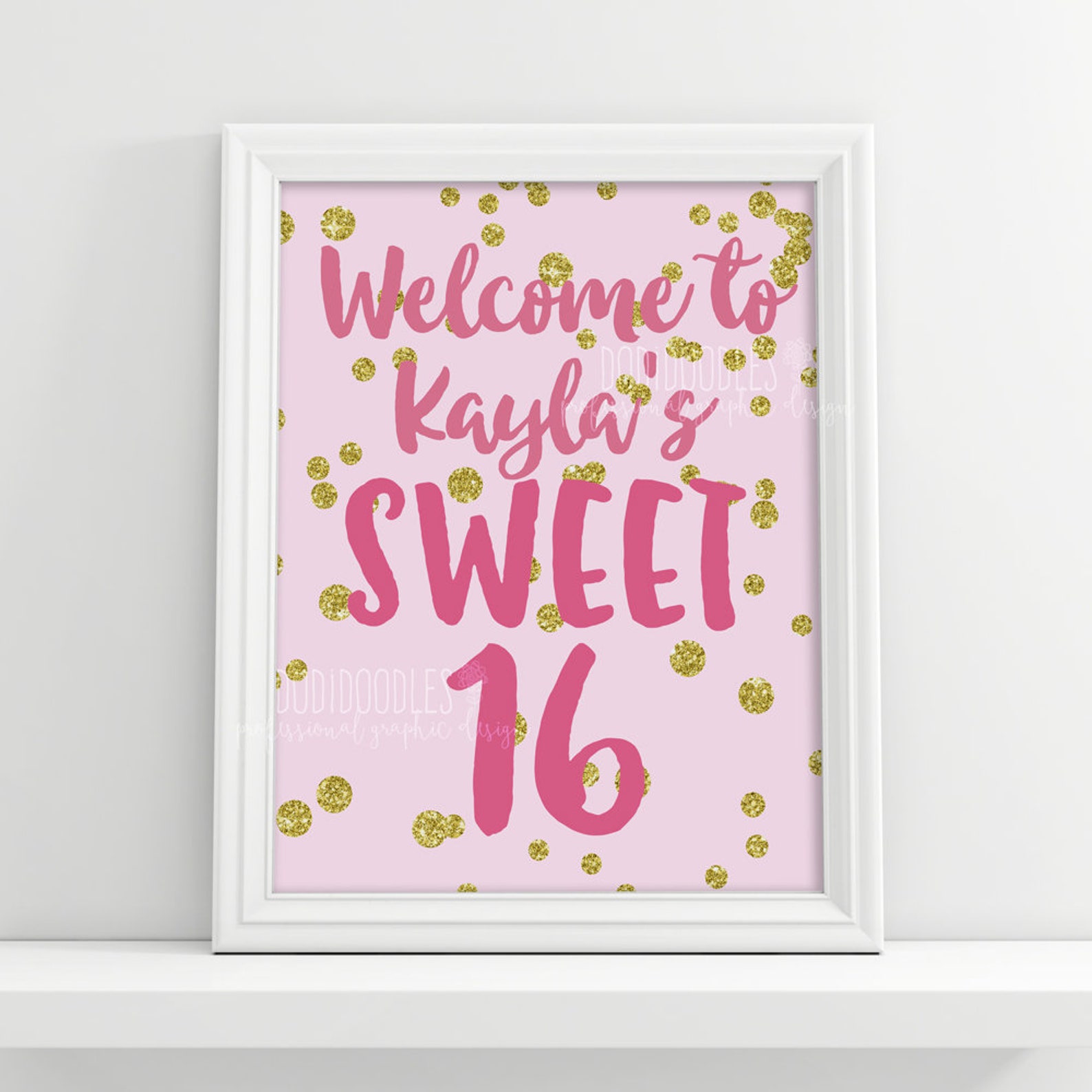 Custom Name Sweet 16 Sign Pink Sweet 16 Sign Sixteenth Etsy