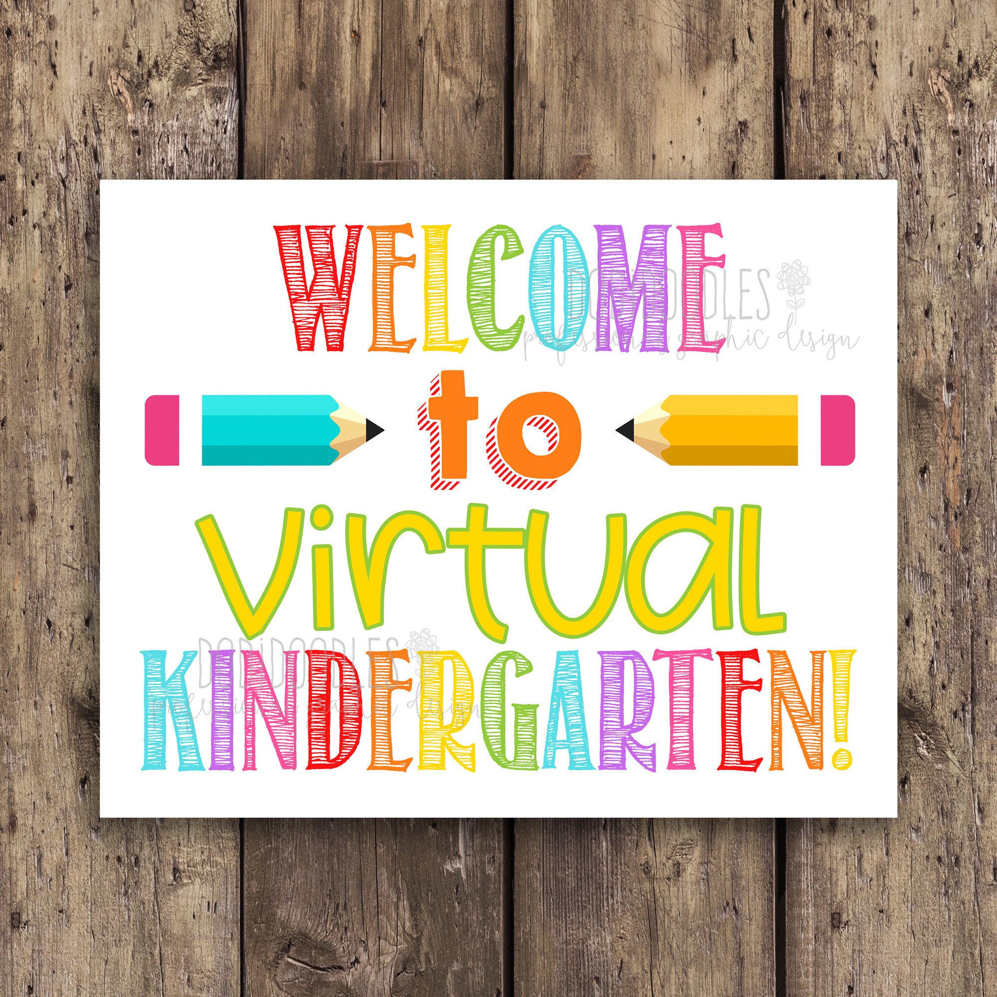 Welcome to virtual kindergarten e-learning decor distance | Etsy