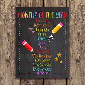 Months of the Year Poster, Teacher Classroom Decor, 18x24 Kindergarten ...