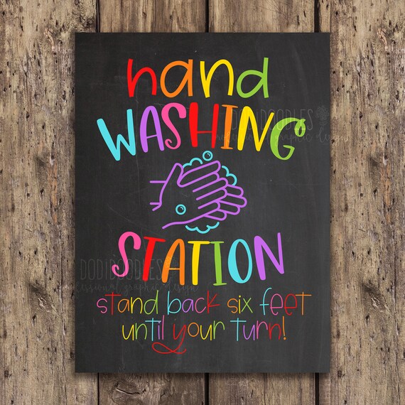 Classroom Poster Hand Washing Station Sign 18x24 Chalkboard | Etsy