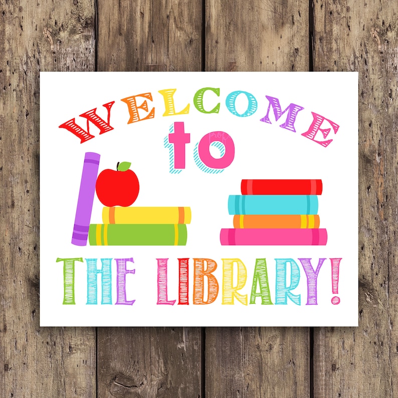 Printable Welcome to the Library Sign Welcome to the Library | Etsy