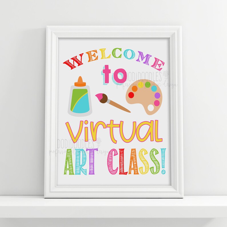 Welcome to virtual art class classroom signs classroom | Etsy