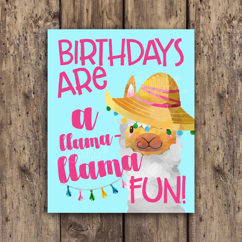 Llama Birthday Printable Birthday Llama Llama Sign Birthday - Etsy