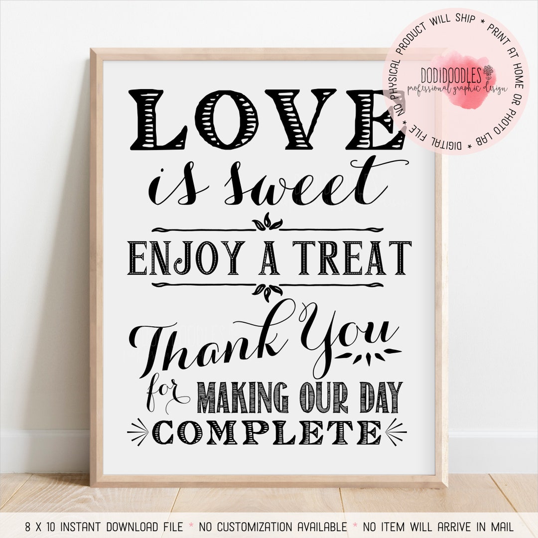 Love is Sweet Please Take A Treat Sign, Wedding Signs, 8x10 Digital ...