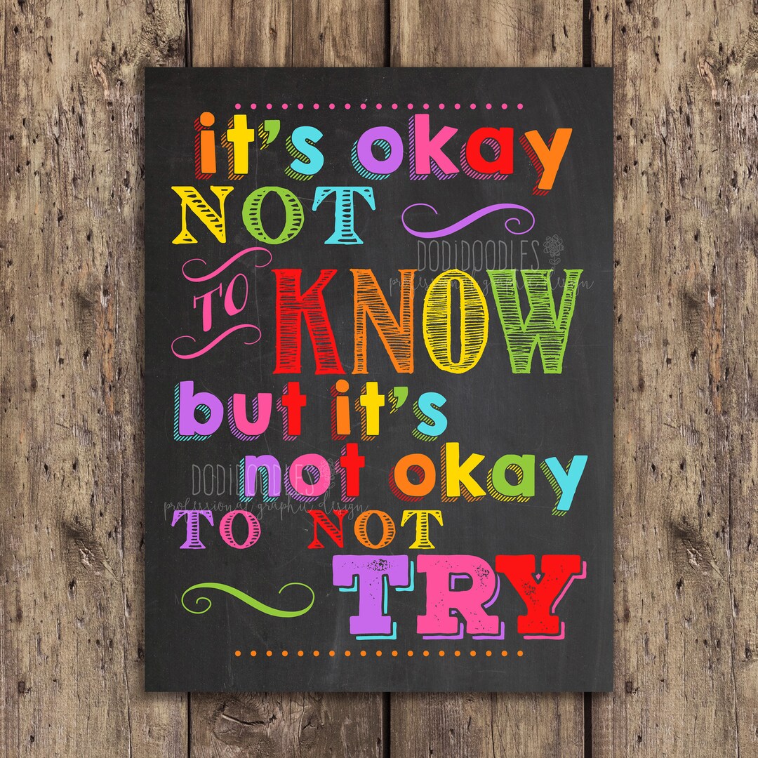 Classroom Poster, Teacher Classroom Decor, It's Okay Not to Know, but ...
