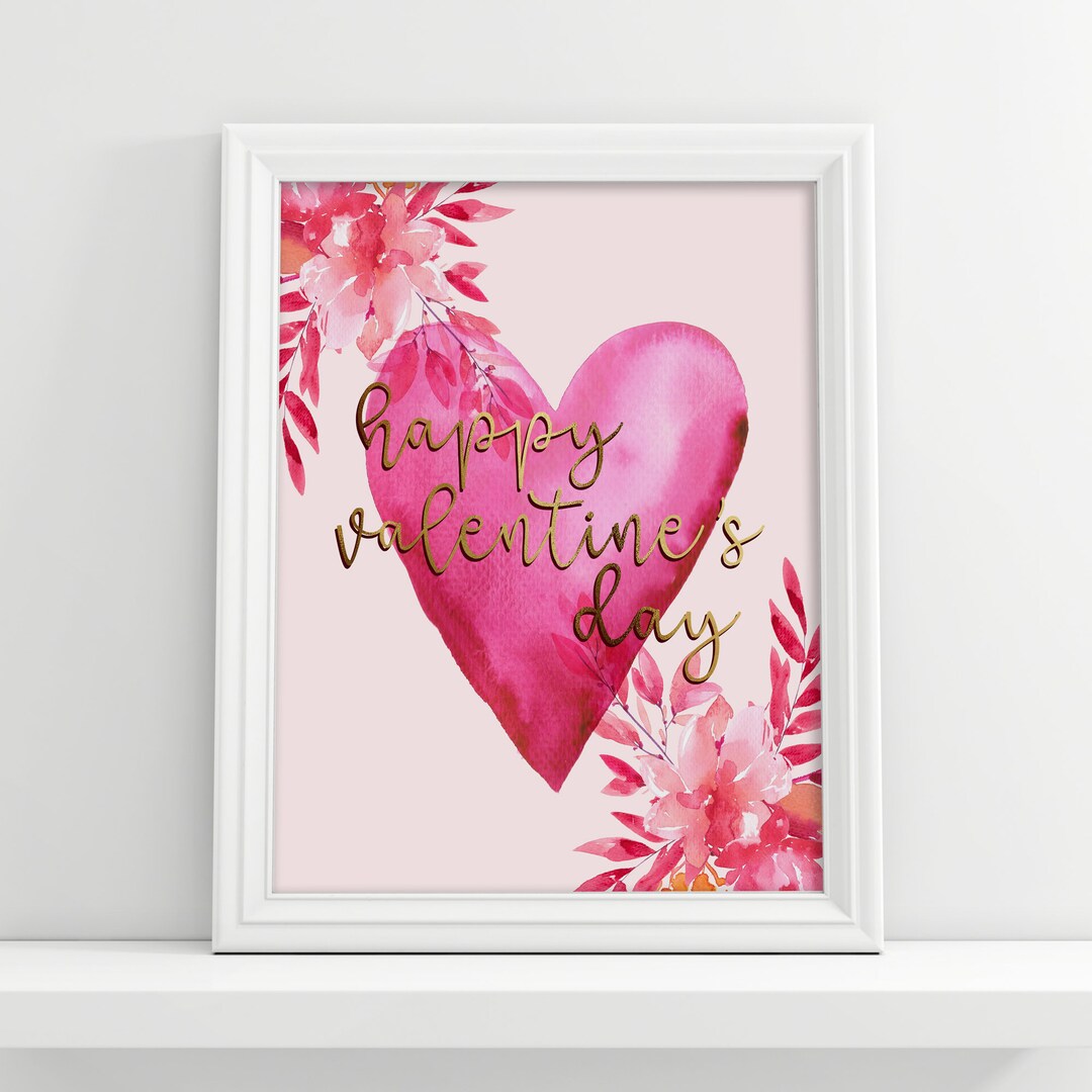Happy Valentines Day Printables, Watercolor Floral Valentines Day ...