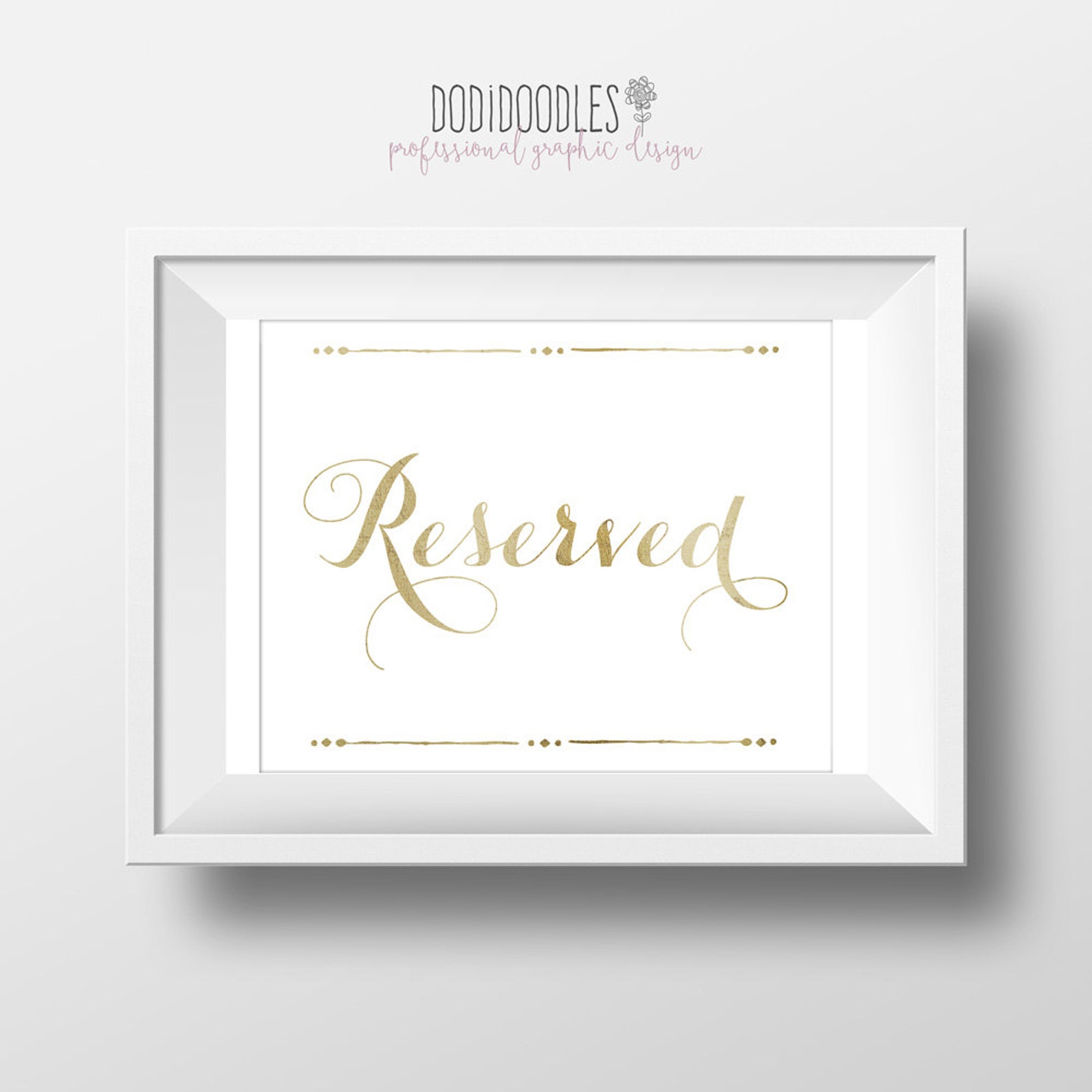 Gold Reserved Sign Printable Wedding Sign Reserved | Etsy
