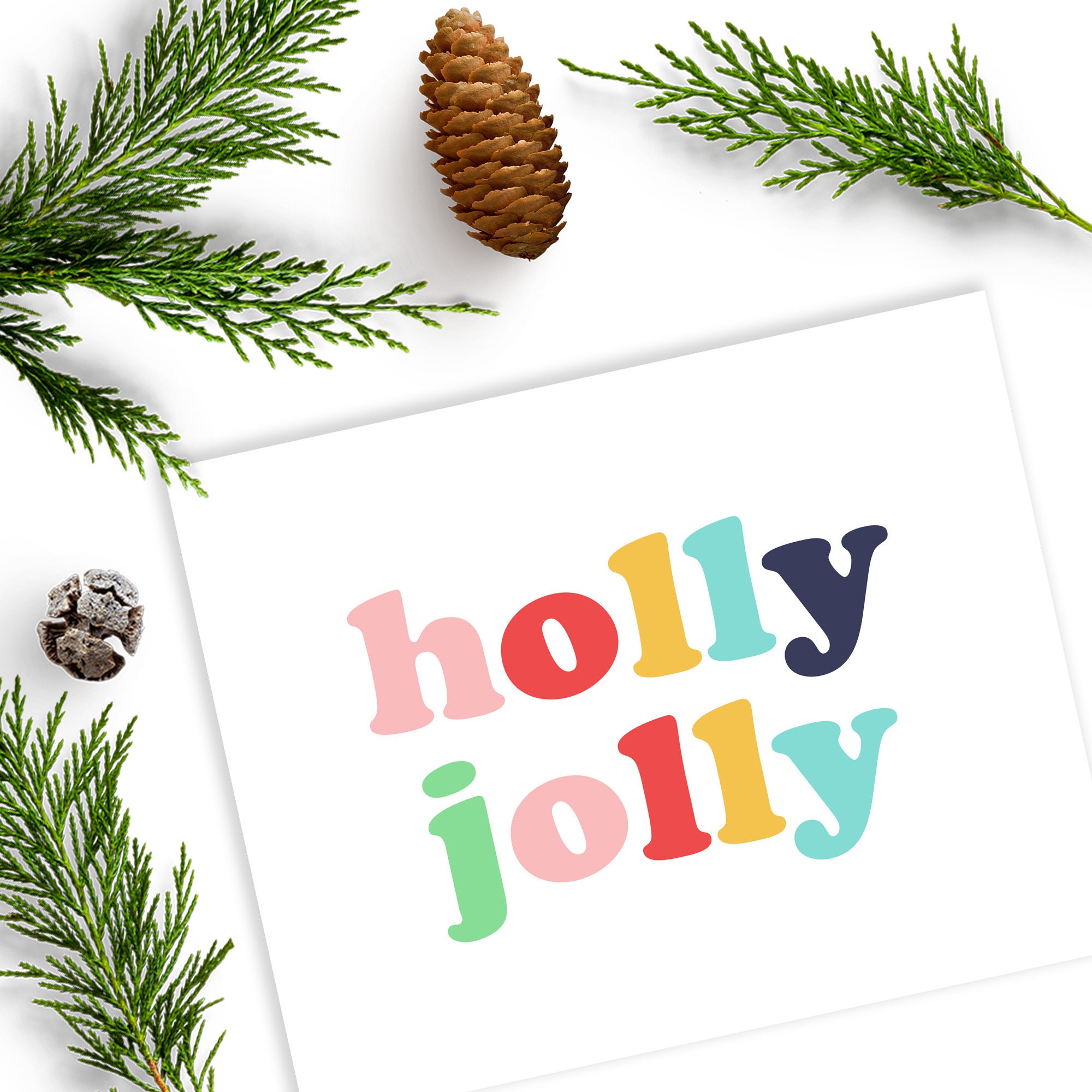 Holly jolly printable holly jolly christmas print | Etsy