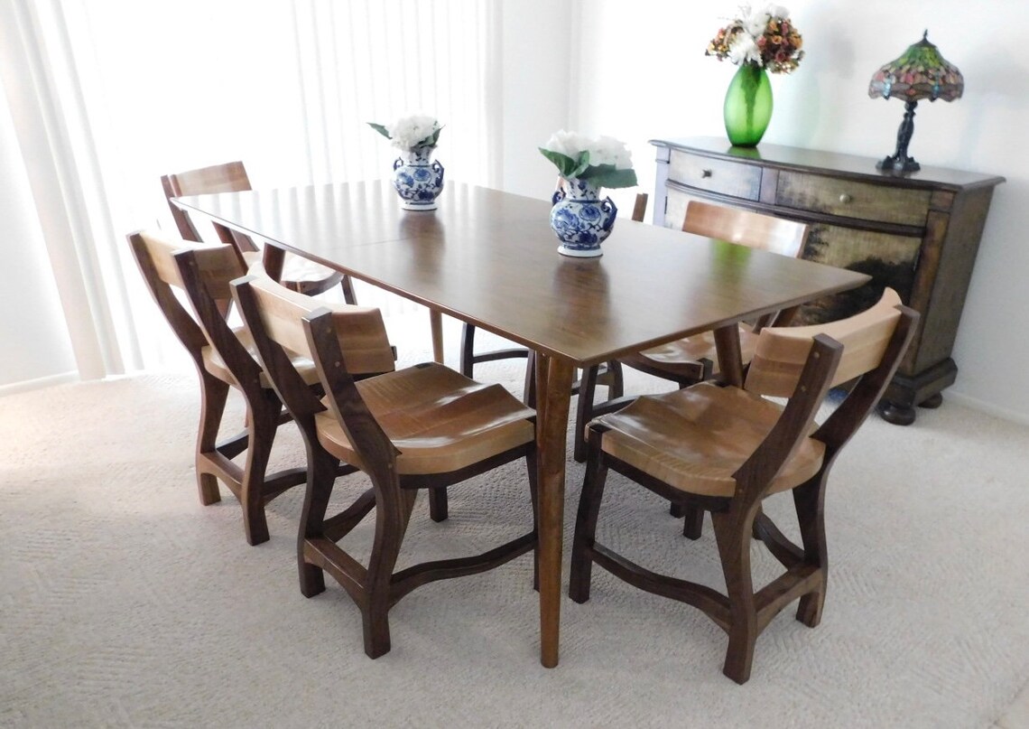 Sculpted Walnut and Curly Maple Dining Room Chair - Etsy