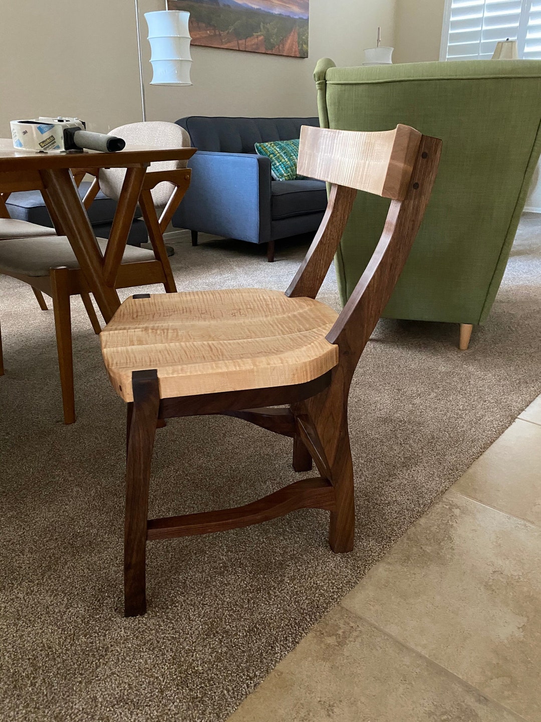 Sculpted Walnut and Curly Maple Dining Room Chair - Etsy
