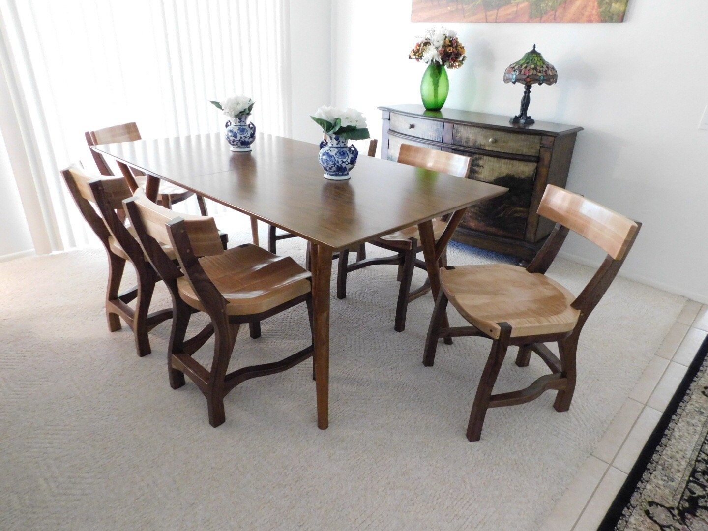 Sculpted Walnut and Curly Maple Dining Room Chair - Etsy