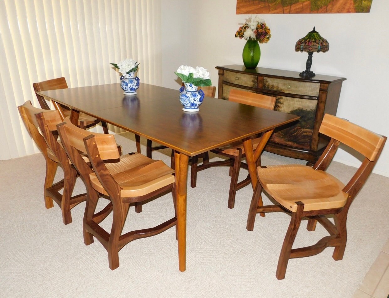 Sculpted Walnut and Curly Maple Dining Room Chair - Etsy
