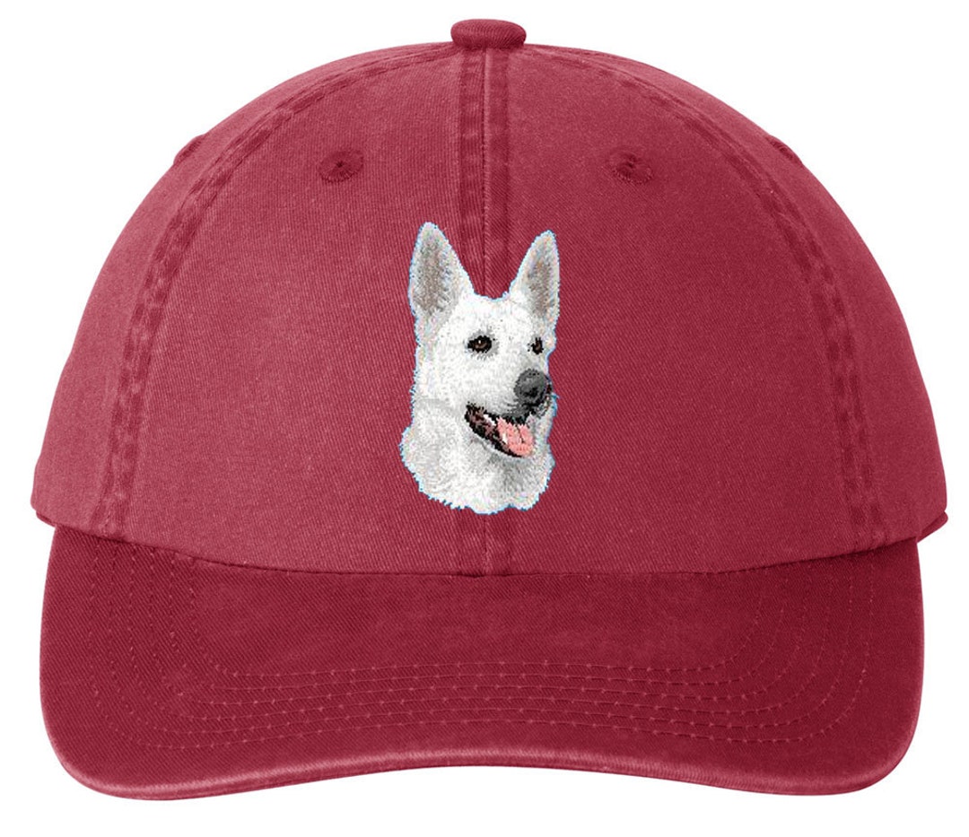 Embroidered White German Shepherd Garment Washed Cap - Free Shipping to ...