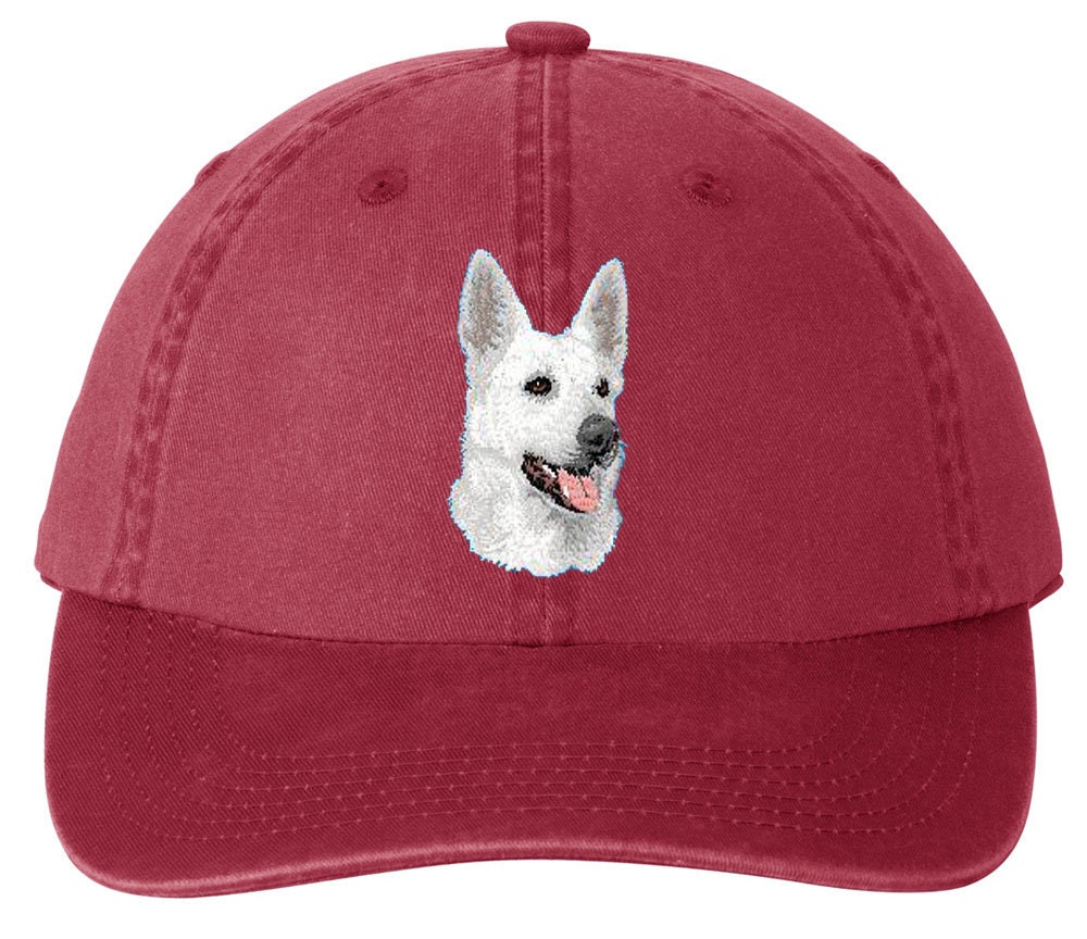 Embroidered White German Shepherd Garment Washed Cap - Free Shipping to ...