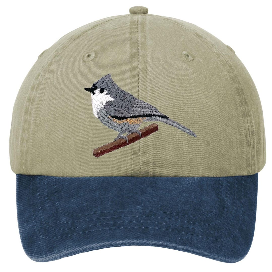 Personalized Embroidered Tufted Titmouse Two Tone Pigment-dyed Cap ...