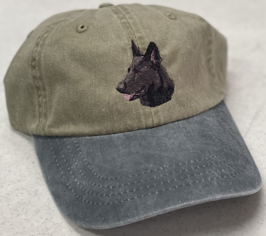 Embroidered Black German Shepherd Two Tone Pigment-dyed Cap - Free ...