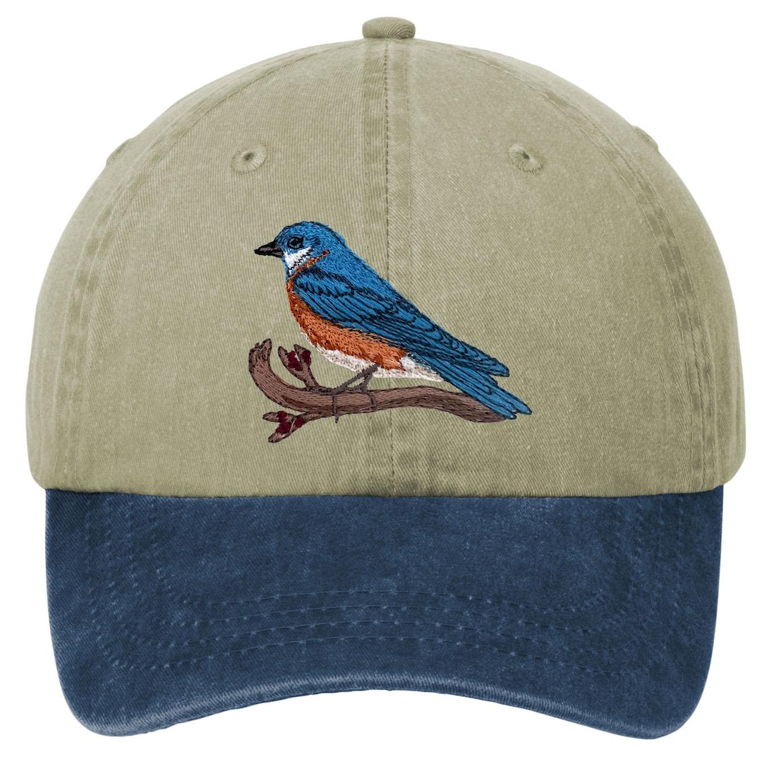 Personalized Embroidered Bluebird Two Tone Pigment-dyed Cap - Free ...