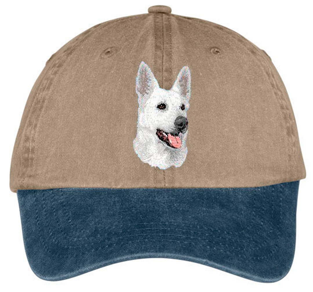 Embroidered White German Shepherd Two Tone Pigment-dyed Cap Free ...