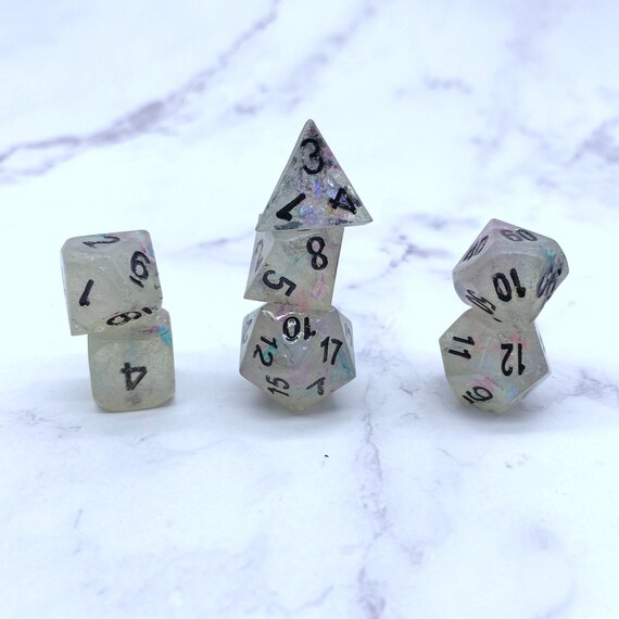 Clear Opalescent Iridescent DND Dice. Set of 7 Handmade Resin - Etsy