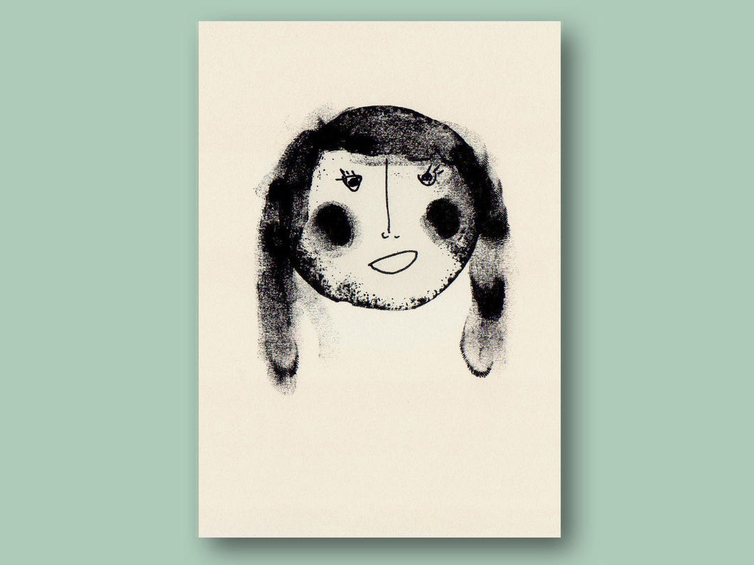 Risograph Print, Portrait, Child, Riso Print, Screen Print Poster, Din ...
