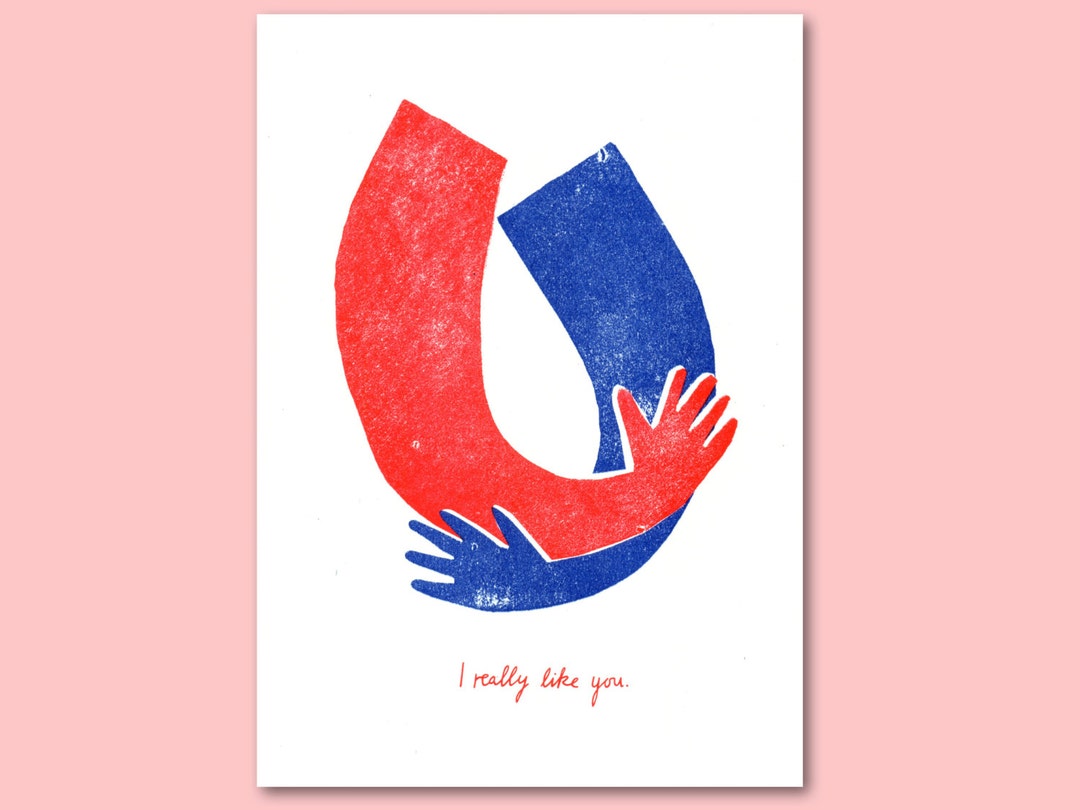 Risograph Poster, Print, Riso, Blue, Red, Poster, Din A4, Stamp, Love ...