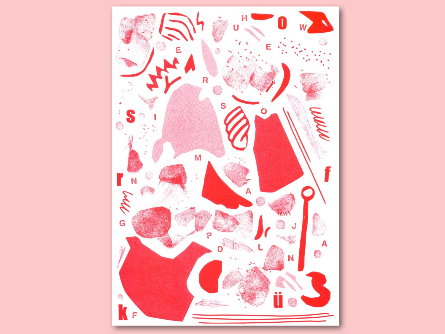 RISOGRAPH Poster, Print, RISO, pink, red, Plakat, Din A4, Pattern ...