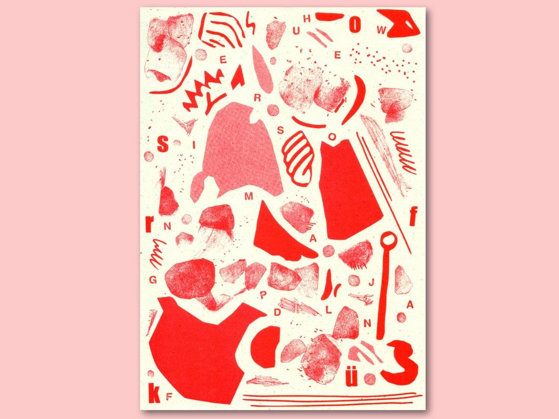 RISOGRAPH Poster, Print, RISO, pink, red, Plakat, Din A4, Pattern ...