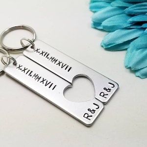 Roman Numeral Keychains, Engraved Keychains, Anniversary Keychain Gift ...