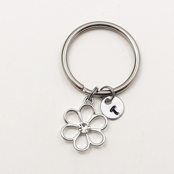 Daisy Initial Key Chains - Etsy
