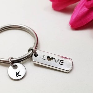 Love Keychain, Love Key Chain, Initial Keychain, Personalized Keychain ...