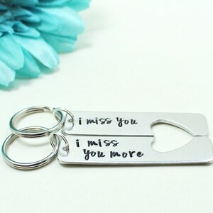 I Miss You Keychain, I Miss You More Keychain, Engraved Keychains ...