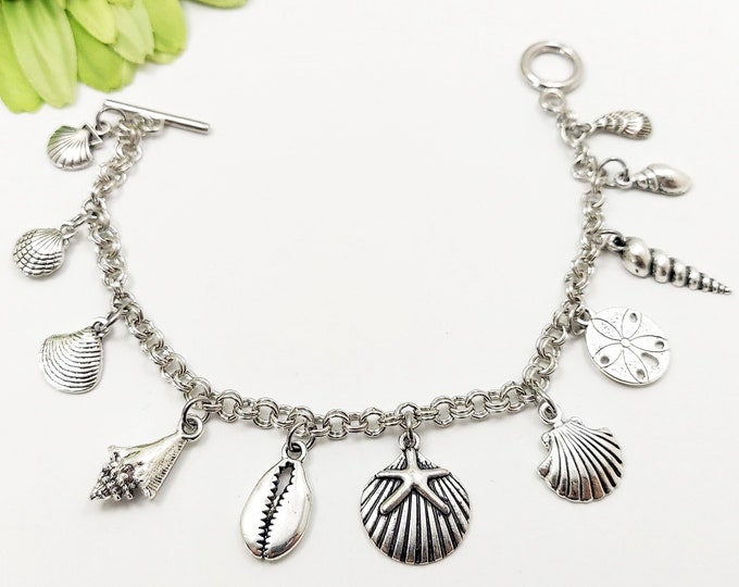 Seashell Charm Bracelet Seashell Bracelet Beach Charm - Etsy