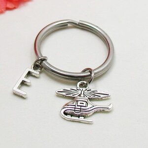Helicopter Keychain Helicopter Key Chain Initial Keychain - Etsy