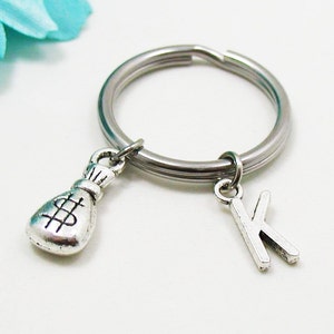 Silver Moneybag Keychain Money Purse Keychain Initial - Etsy