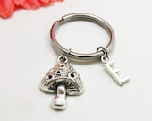 Mushroom Keychain Mushroom Key Chain Initial Keychain | Etsy