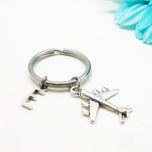 Airplane Keychain, Airplane Key Chain, Initial Keychain, Personalized ...