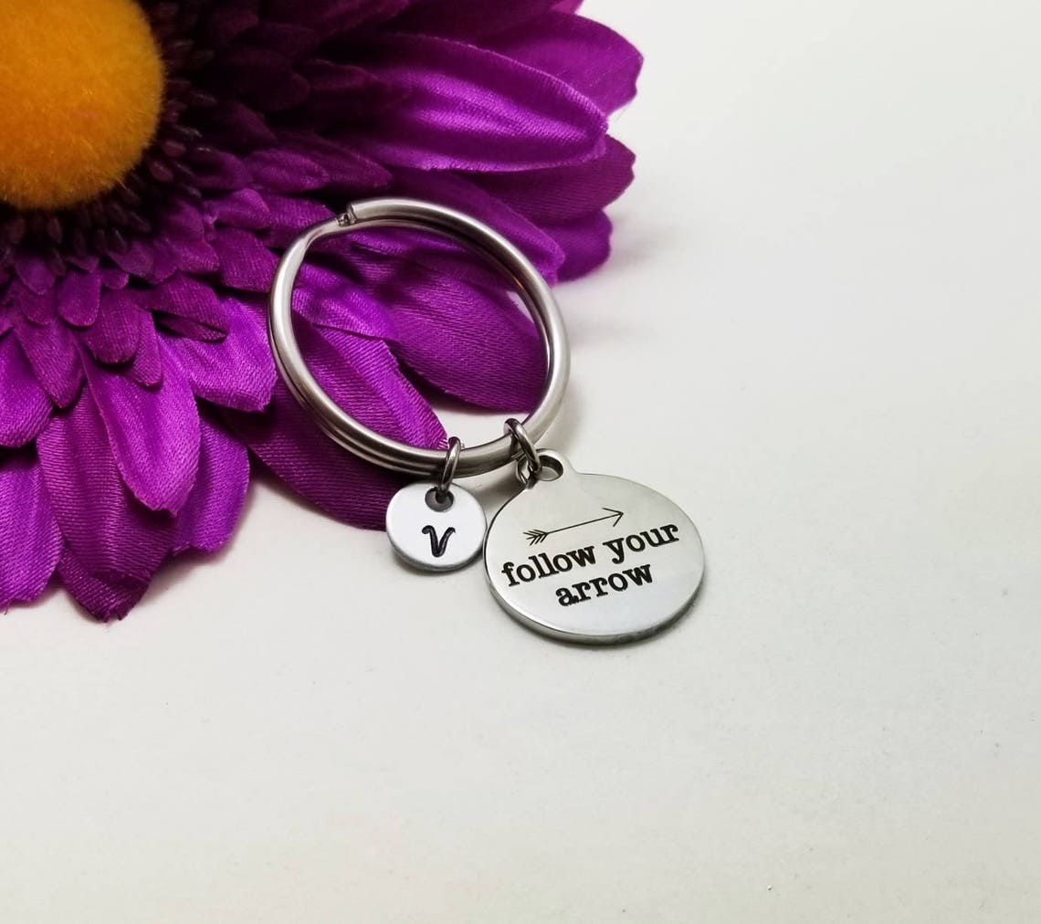 Follow Your Arrow Keychain, Friend Key Chain, Initial Keychain ...