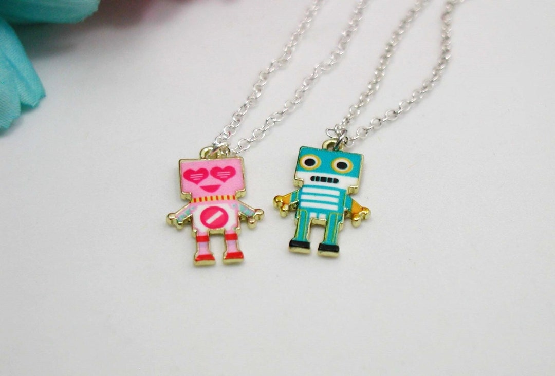 Robot Necklace Set, Long Distance Relationship, Geek Necklace ...