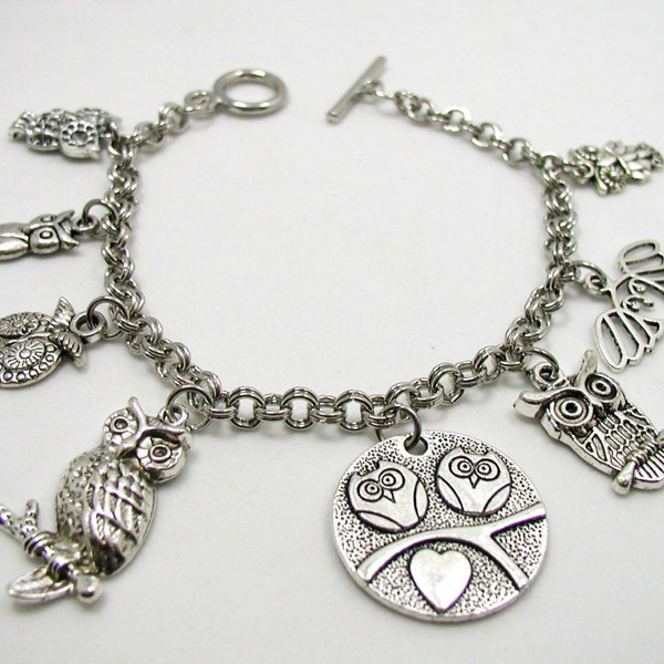Owl Charm Bracelet - Etsy