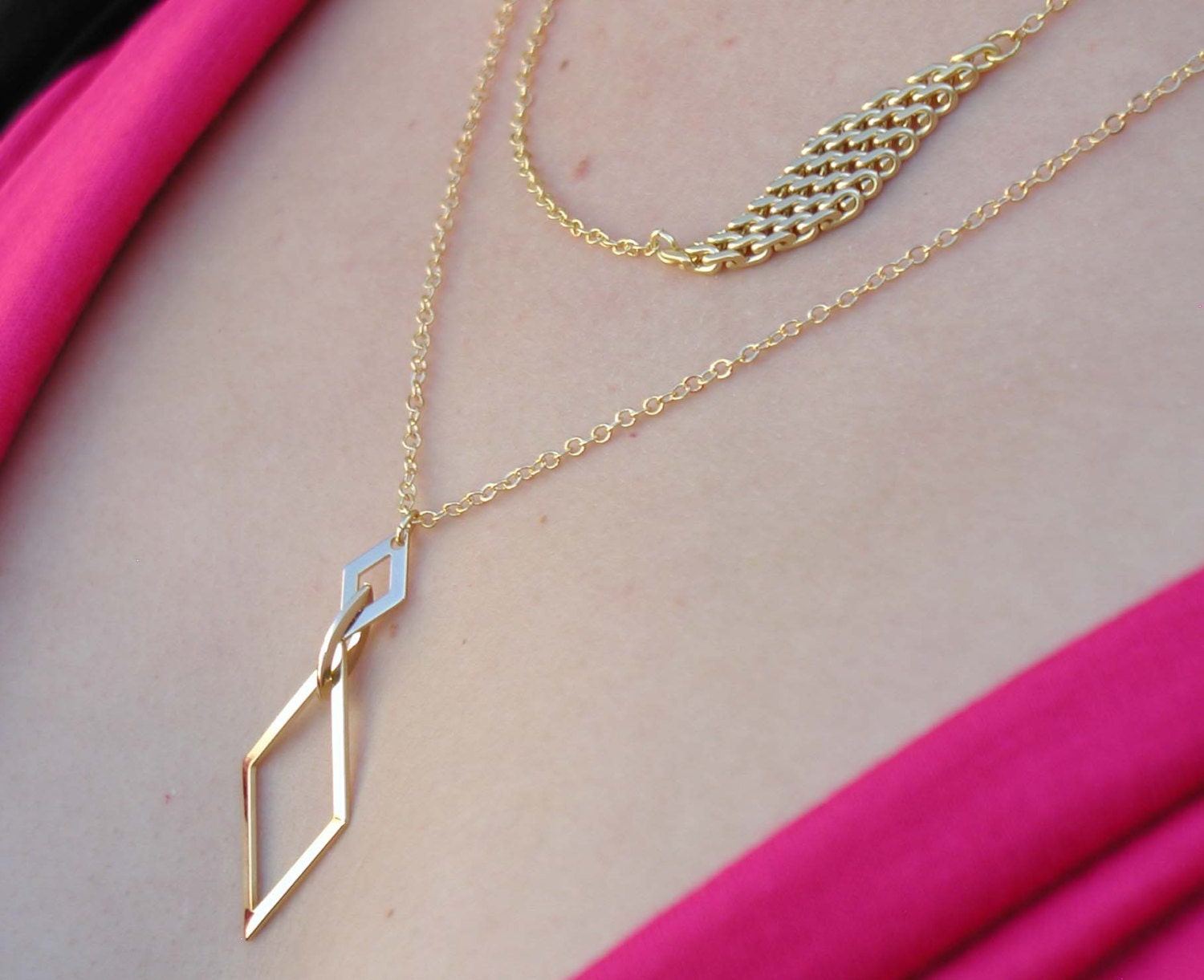 Layered Necklace Set Gold Layer Necklaces Mesh Necklace | Etsy