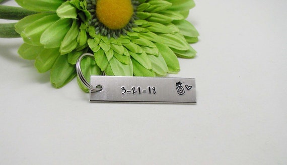 Date Keychain Anniversary Keychain Engraved Keychain | Etsy