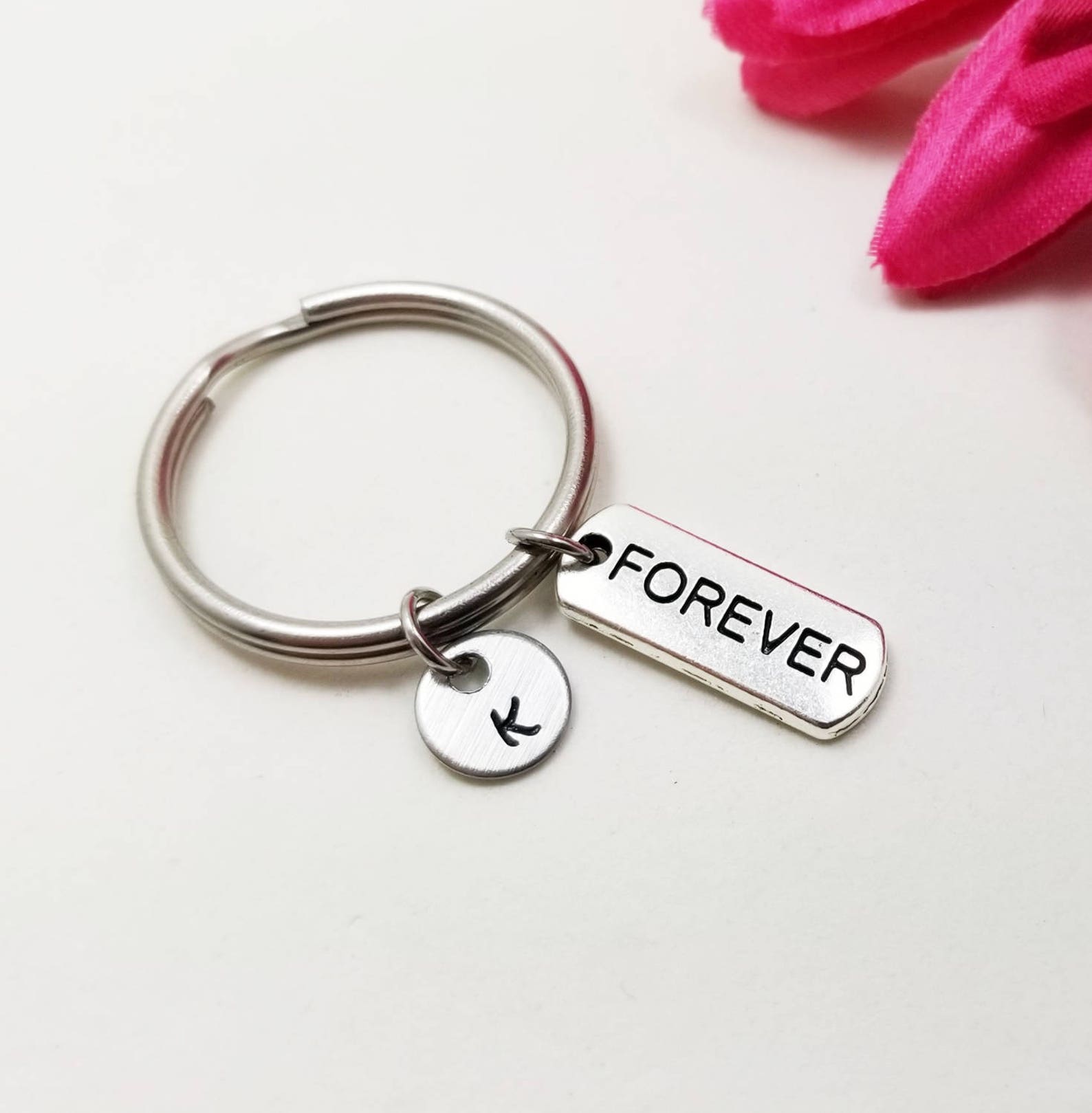 Forever Keychain Forever Key Chain Initial Keychain - Etsy.de