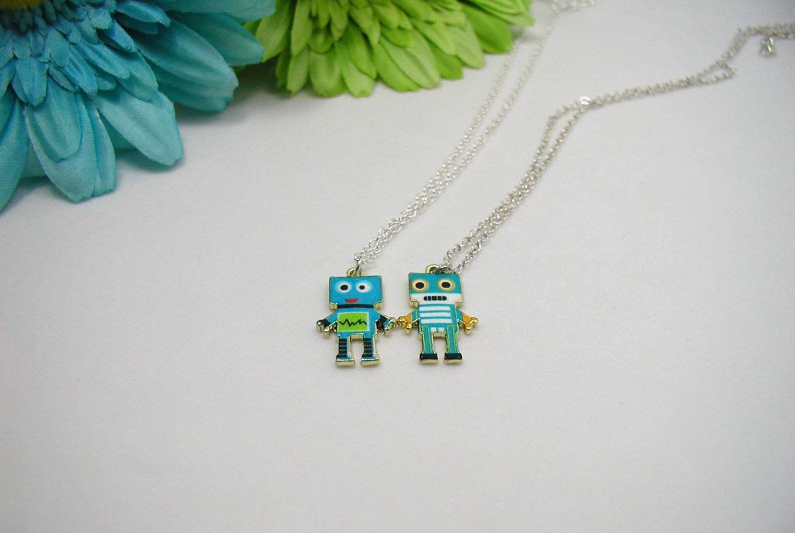 Robot Necklace Set Robot Pendant Set Geek Necklace - Etsy UK