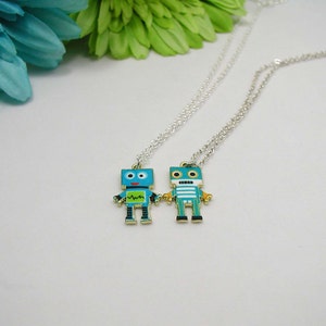Robot Necklace Set, Robot Pendant Set, Geek Necklace, Miniature Robot ...