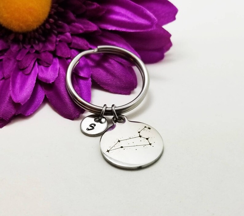 Leo Keychain, Zodiac Keychain, Initial Keychain, Personalized Keychain ...