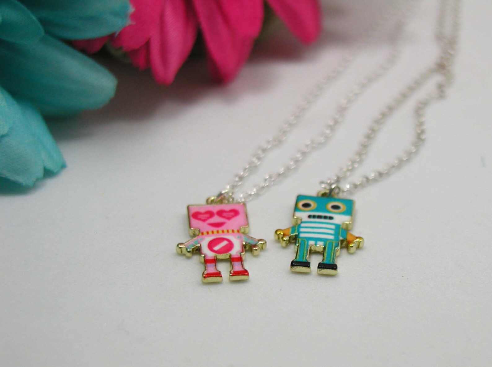 Robot Necklace Set Long Distance Relationship Geek - Etsy