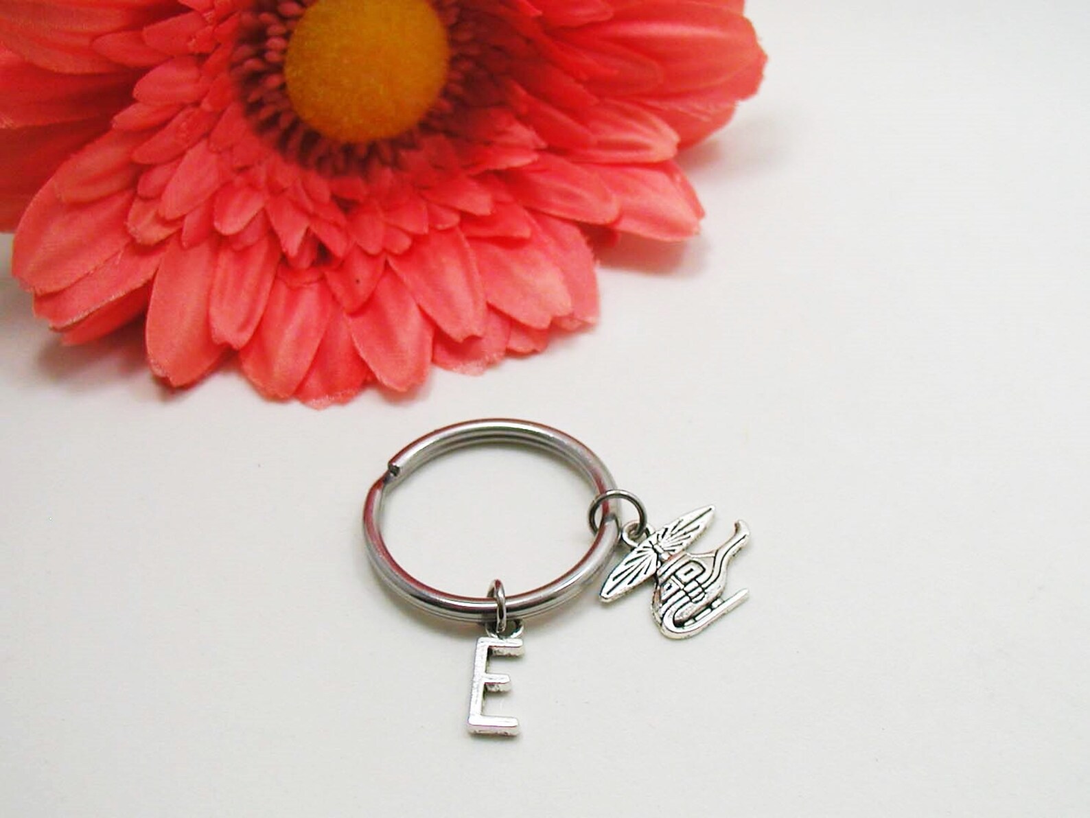 Helicopter Keychain Helicopter Key Chain Initial Keychain | Etsy